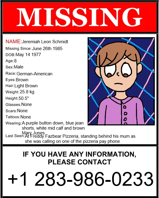 Done a Missing Kid Poster for Jeremy(aka Bonnie) | Fandom