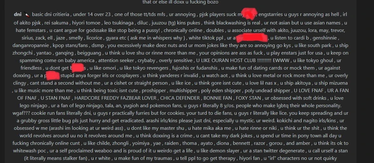 I hate when people dni list looks like this | Fandom