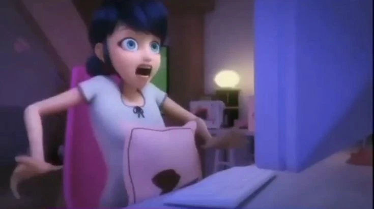 Marinette is watching a scary movie but she screamed and just walked up ...