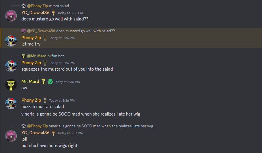 Eating salad with some random guy (nyanko old discord, I'm the yc girl ...