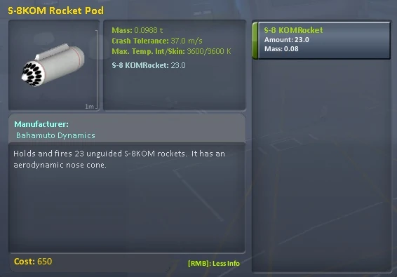 S-8KOM Rocket Pod | BDArmory Wikia | Fandom