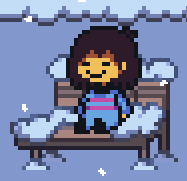 frisk sitting on a bench image dump | Fandom