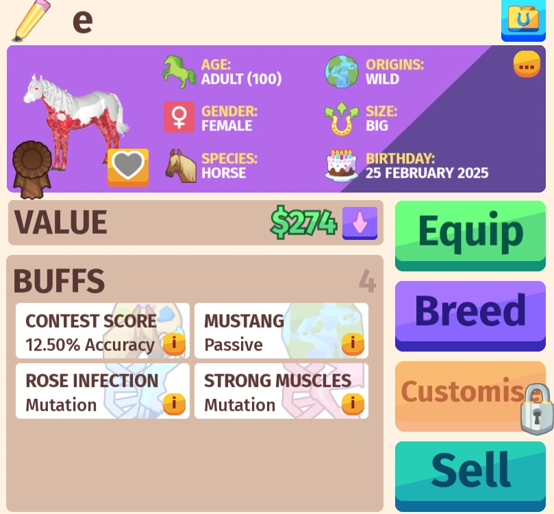 Auctioning Rose infection mutation horses (INCLUDING TWO FAKE CUPIDS ...