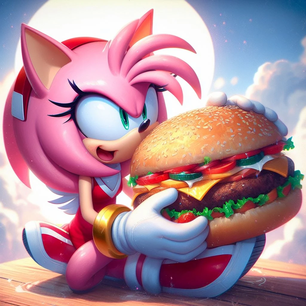nothing will disturb Amy Rose while she has a cheeseburger! | Fandom