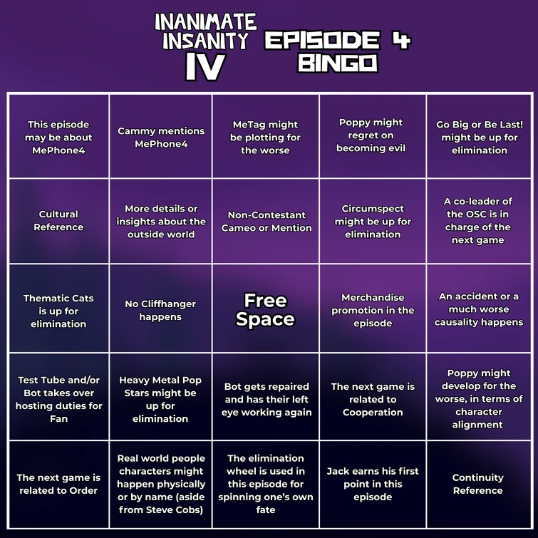 New Episode, New Bingo Card (For S4E4 + Minor Predictions) | Fandom