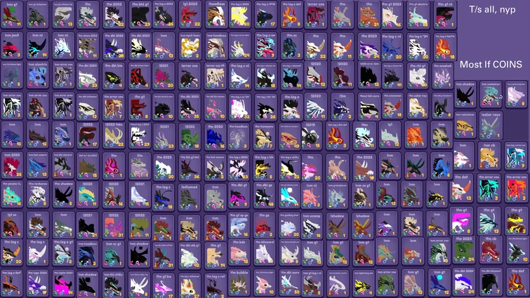 Big sale, 200+ dragons (mostly dev/season/events) | Fandom