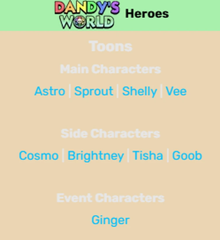 Dandy's World characters who are considered "heroes" (on heroes wiki ...