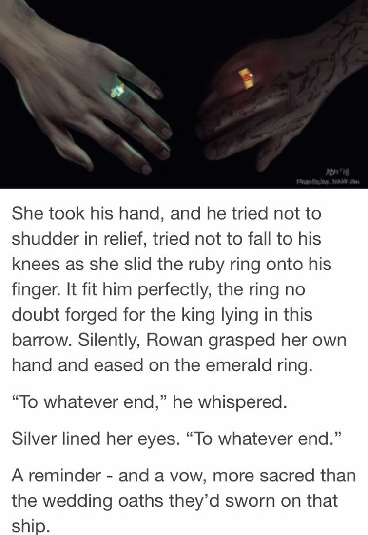 When Rowaelin exchange rings in KoA which color gem is on Aelin’s ring ...