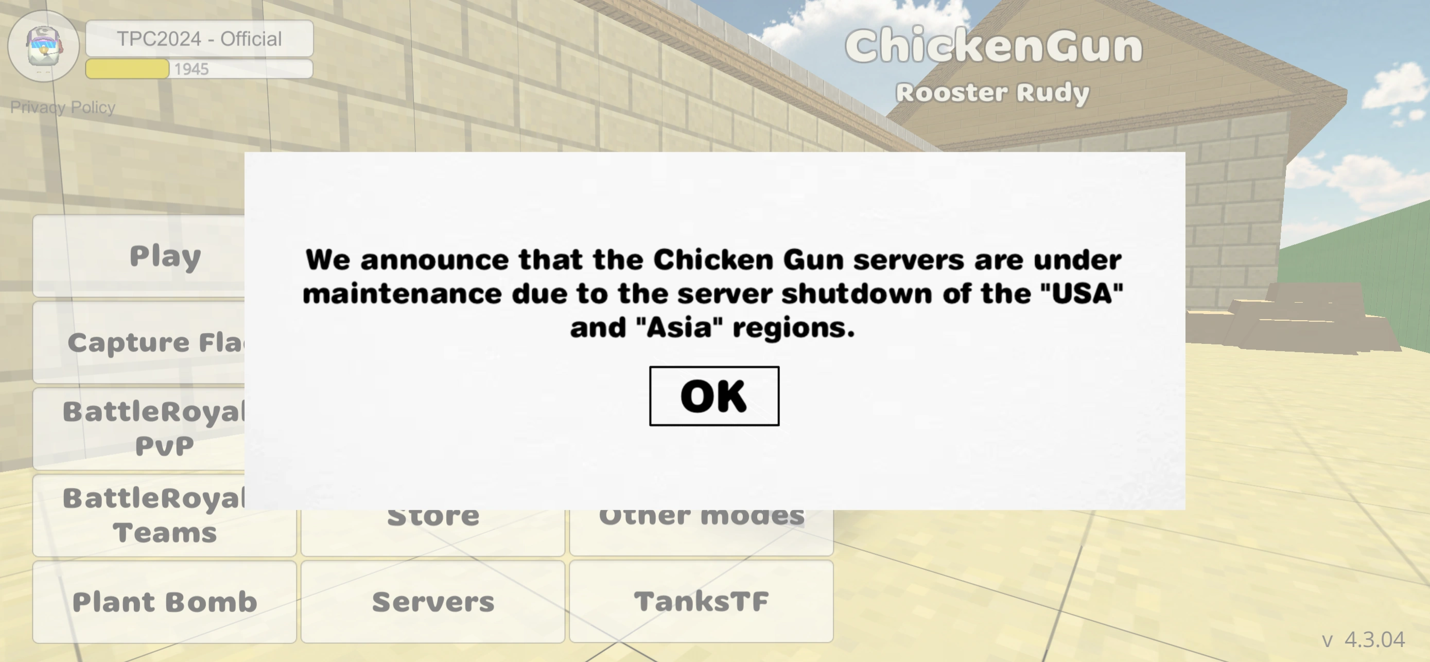 Chicken Gun servers shutdown maintenance | Fandom