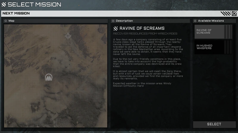 Mission Selection Window | Before Darkness Falls Wiki | Fandom