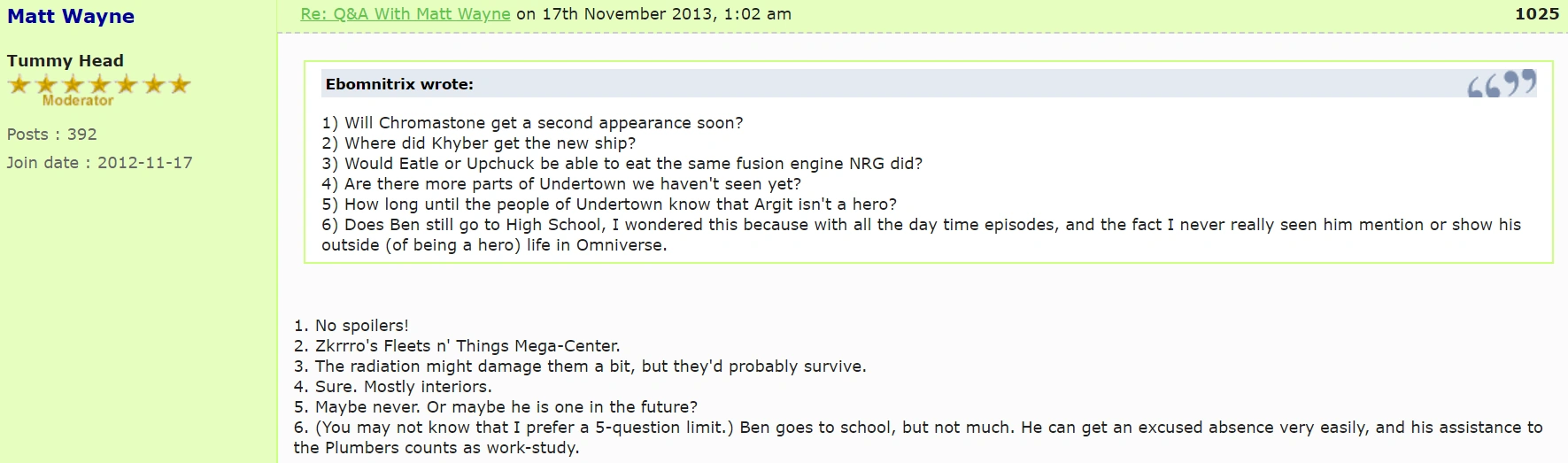 So I know we all don't want another Ben 10 Reboot, but if there was one ...