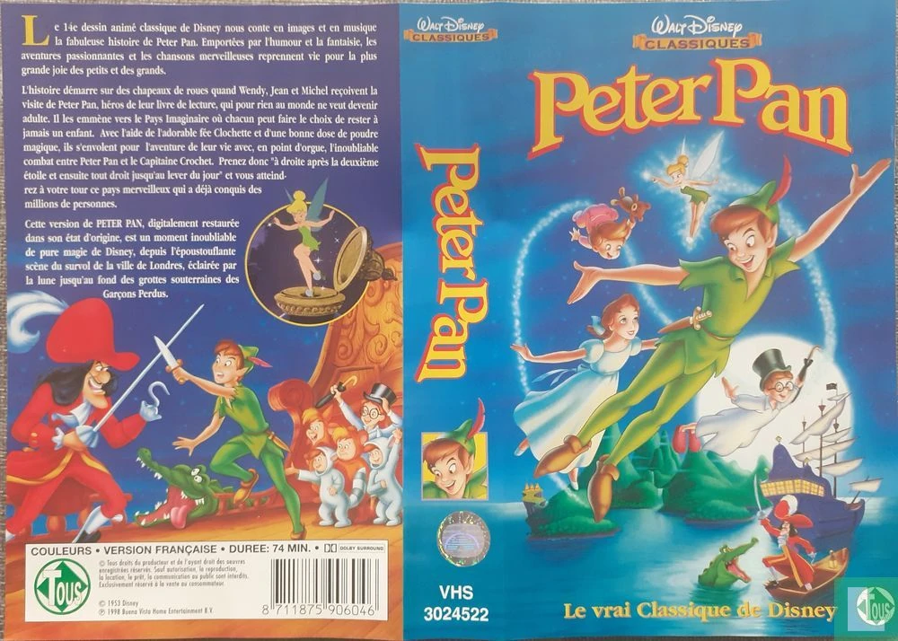 WDHV (Belgique) - Peter Pan (1998) (Vente) | Wiki VHS | Fandom