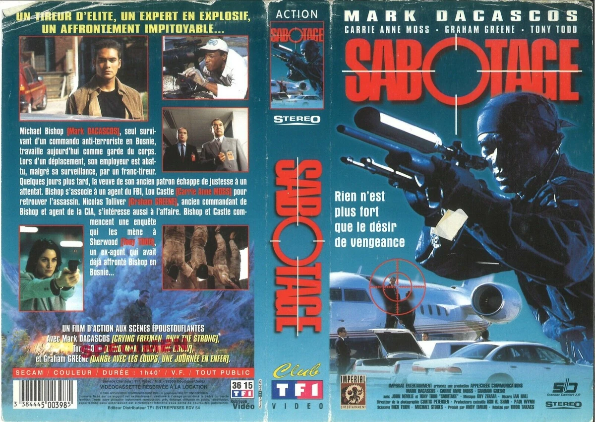Club TF1 Vidéo (France) - Sabotage (1997) (Location) | Wiki VHS | Fandom