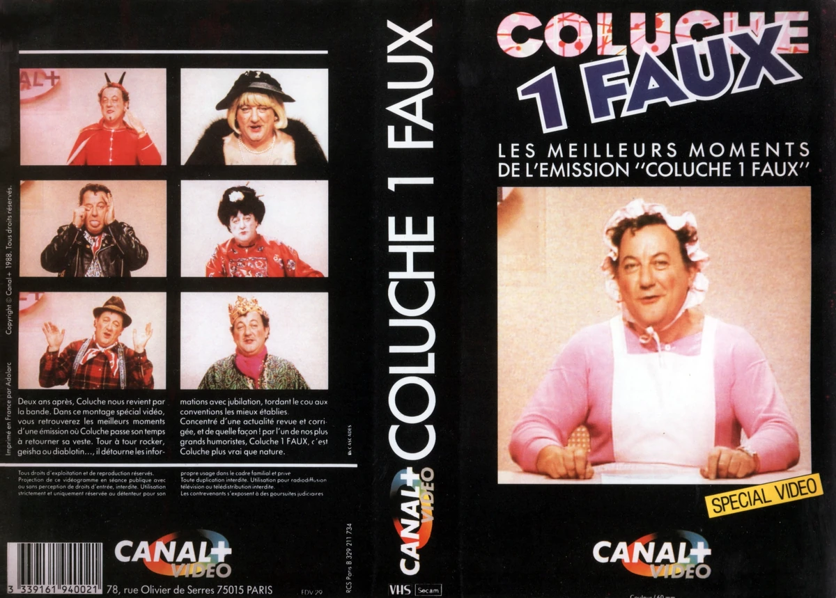 Canal + Vidéo (France) - Coluche 1 faux (1989) (Vente) | Wiki VHS | Fandom
