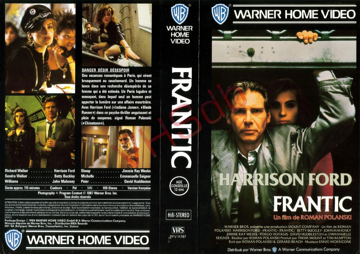 Warner Home Video (Belgique) - Frantic (1988) (Location) | Wiki VHS ...