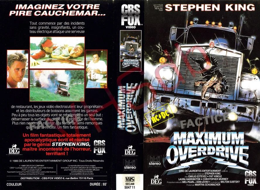 CBS/Fox Video (France) - Maximum Overdrive (1988) (Location) | Wiki VHS ...