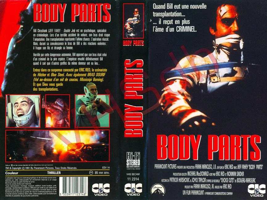 CIC/Paramount (France) - Body Parts (1992) (Location) | Wiki VHS | Fandom