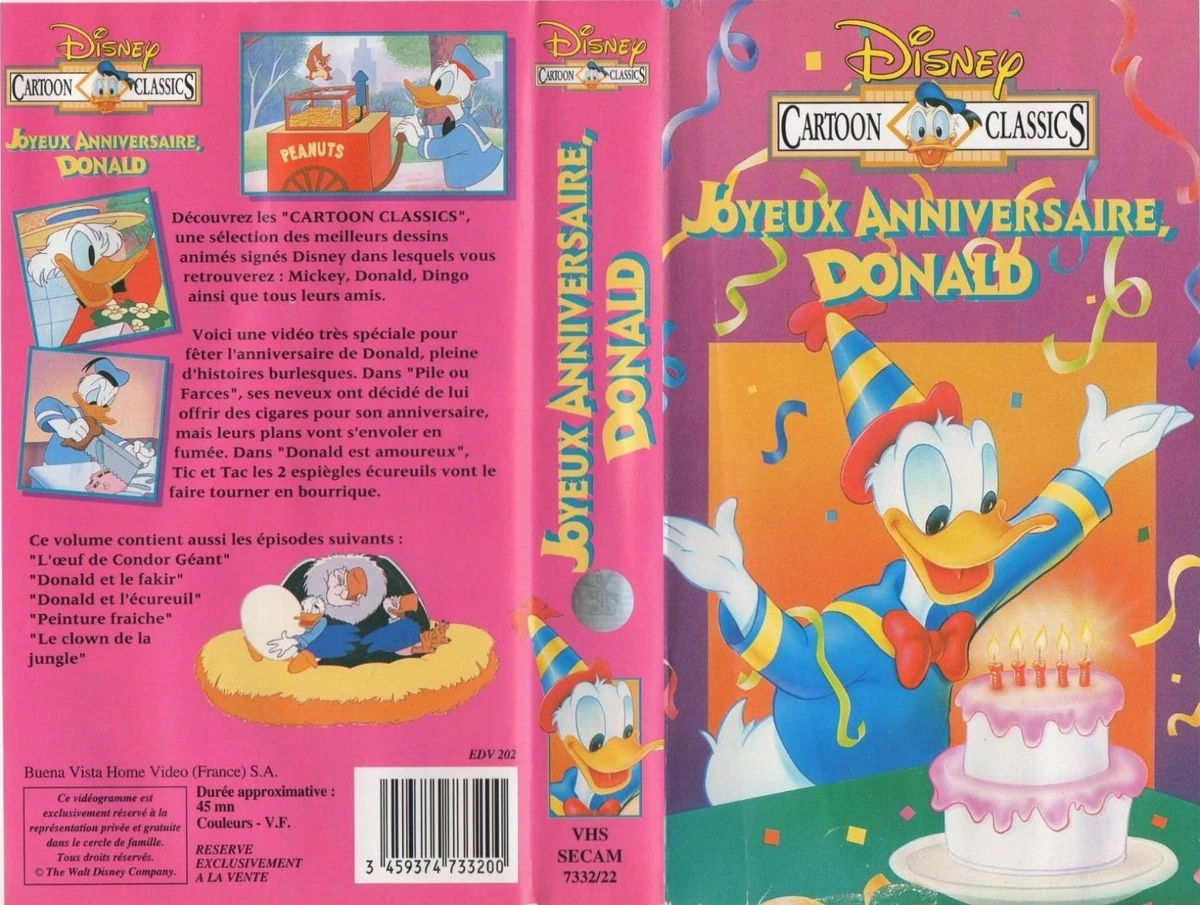 WDHV (France) - Joyeux anniversaire Donald (1994) (Vente) | Wiki VHS ...