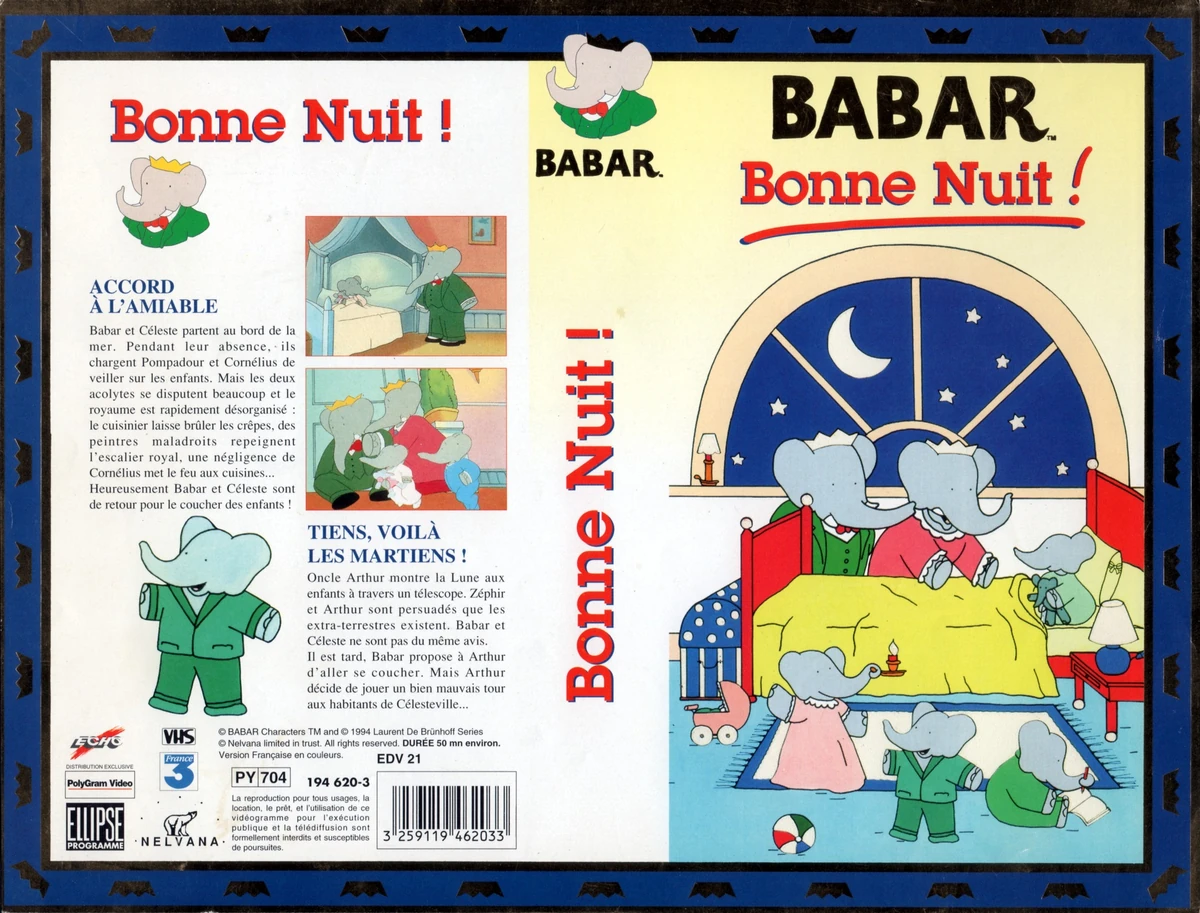 Écho (France) - Babar : Bonne nuit ! (1994) (Vente) | Wiki VHS | Fandom