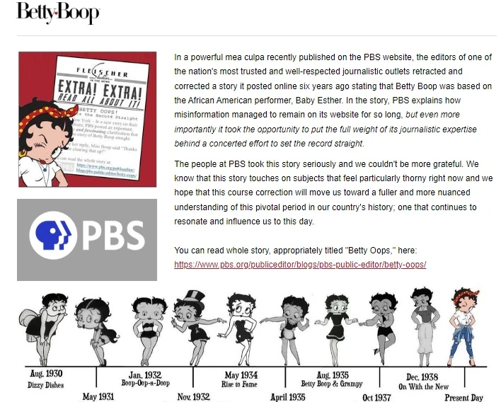PBS Corrects "Betty Boop" Information | BETTY BOOP Wiki | Fandom
