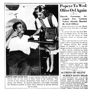 Jack Mercer To Marry Margie Hines Again | BETTY BOOP Wiki | Fandom