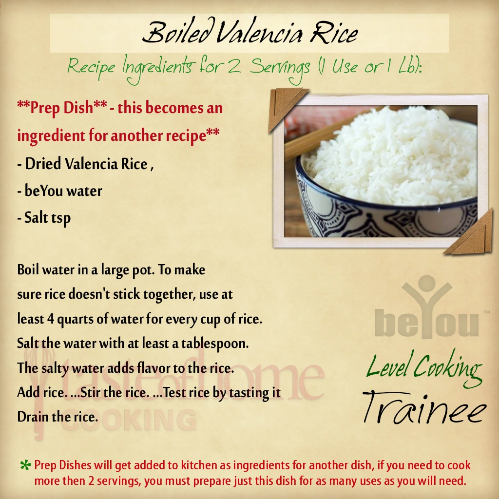 Recipe -- Boiled Valencia Rice | BeYou World Wiki | Fandom