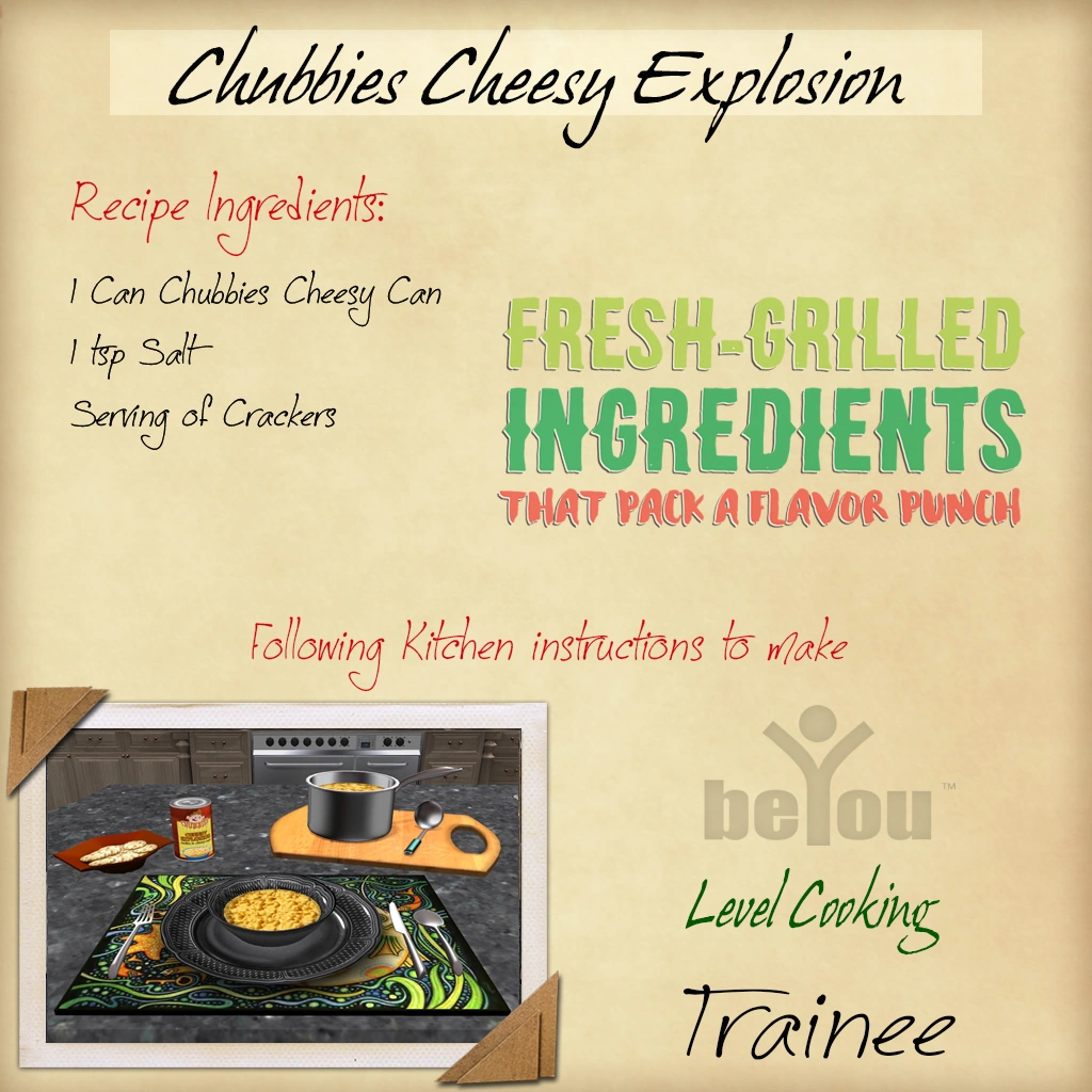 Recipe -- Chubbies Cheesy Explosion | BeYou World Wiki | Fandom