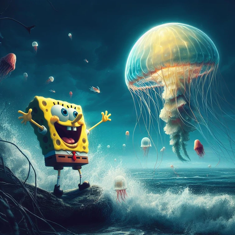 Some AI Art of SpongeBob Catching Jellyfish | Fandom