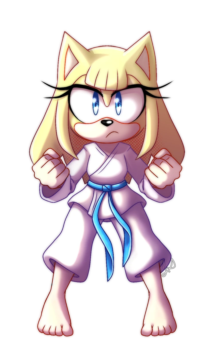 Madeline the Hedgehog Karate GI outfit pose 1 and 2 | Fandom