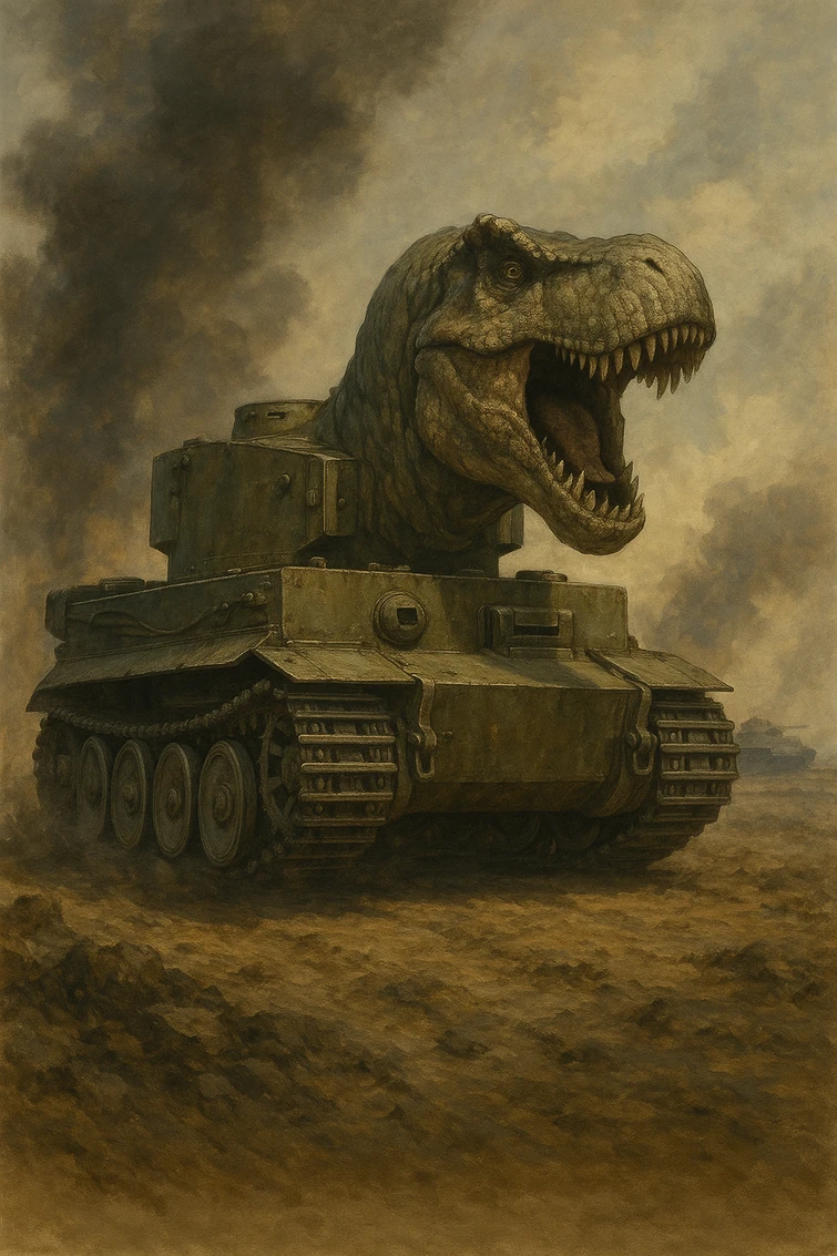 (Ai italian brainrot meme) bom bom bom, tyranossaurini tigrini tankini ...