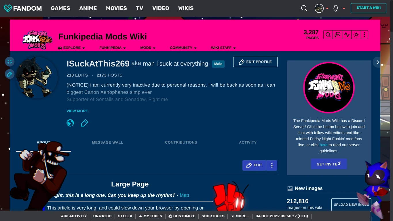 send a screenshot of your userpage for fun idk | Fandom