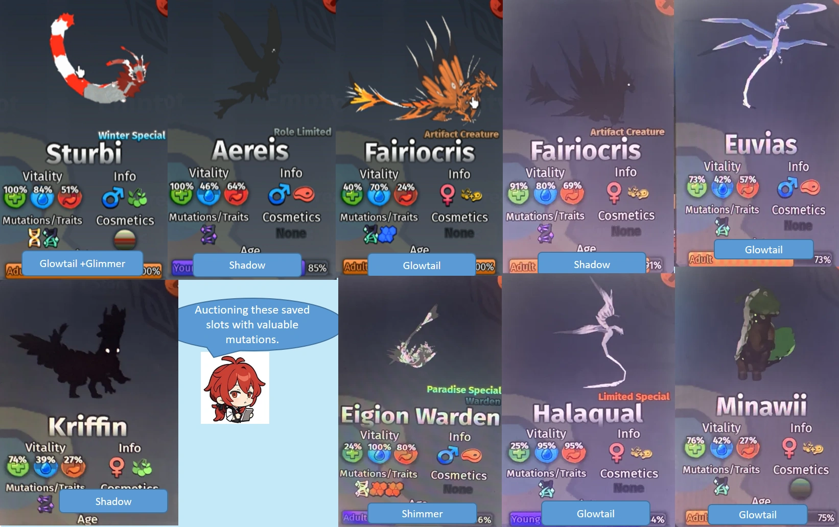 Trading rare mutations (shimmer/shadow/glowtail | Fandom