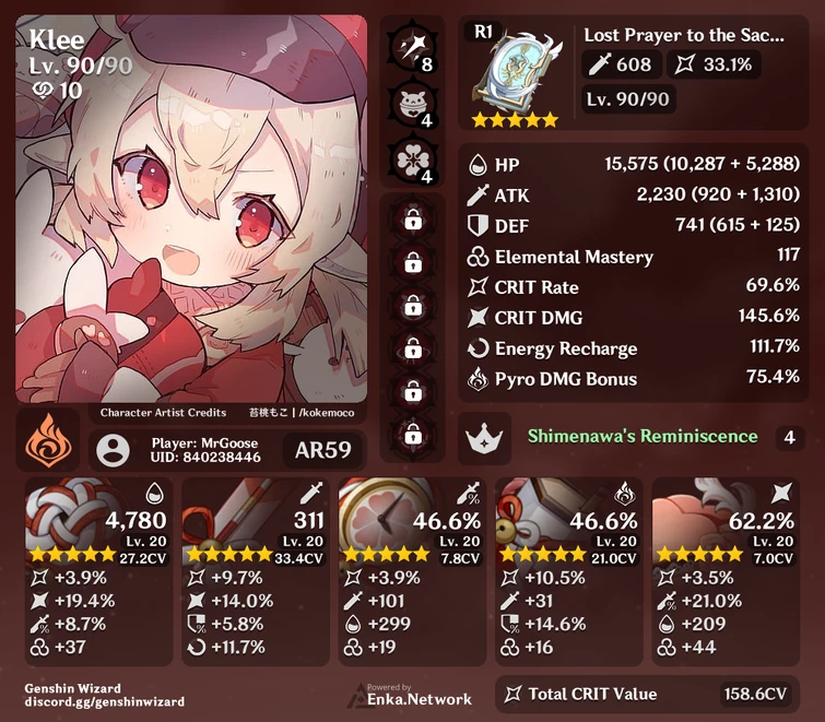 Time to stop building her because that's a nice amount of crit rate ...