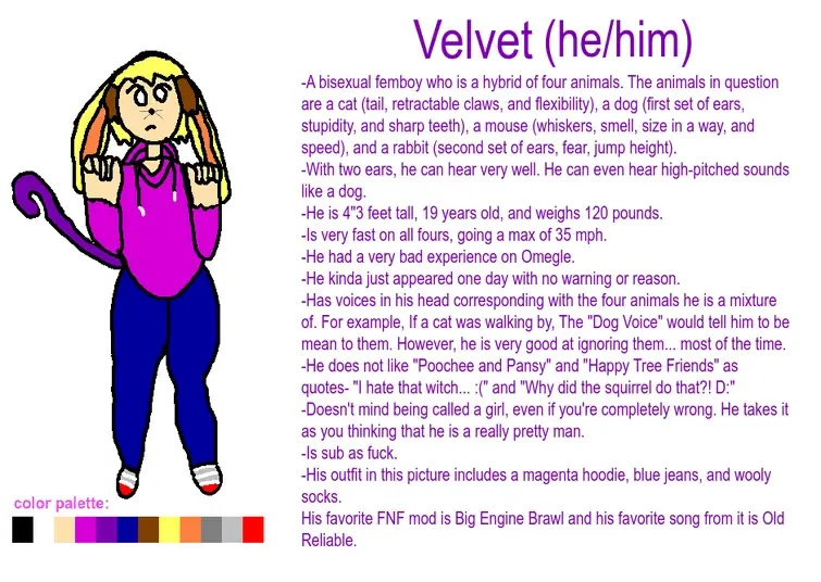 Lore dropping about Velvet (may have spooky stuff and will suck ass ...