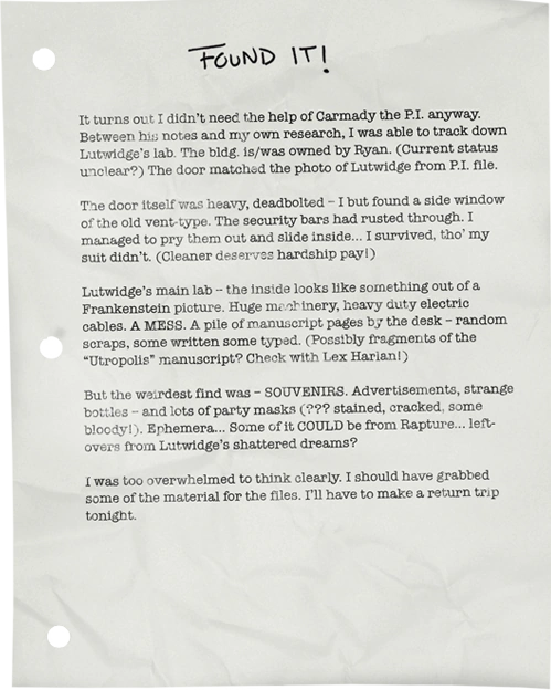 Mark Meltzer Writings: Days 98-109 | BioShock Wiki | Fandom