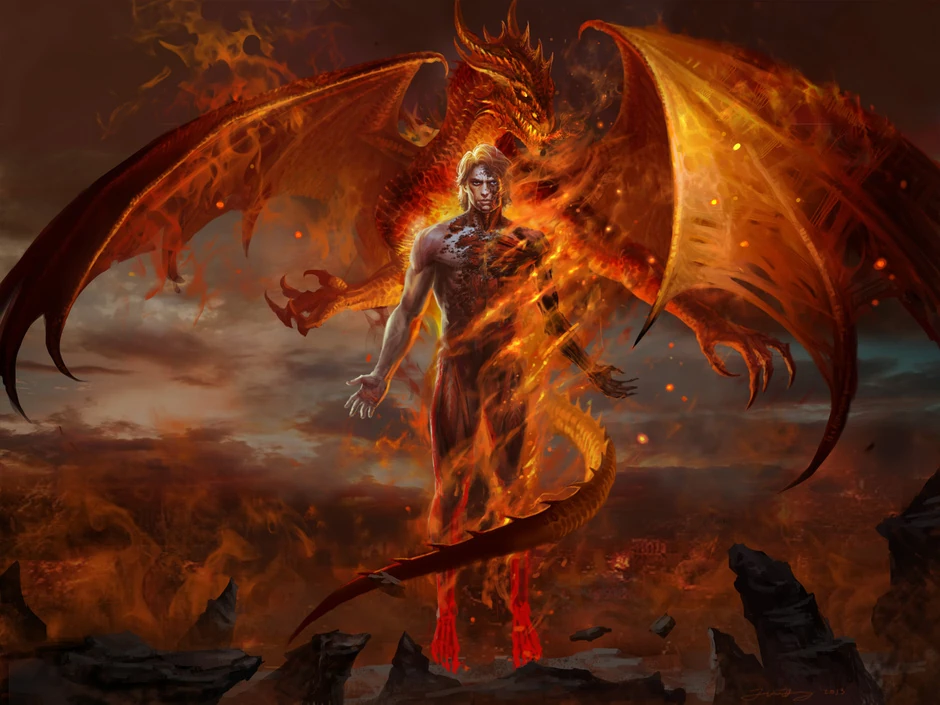 Humanoid Fire Dragon