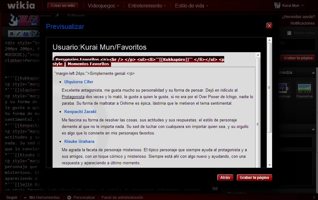 Usuario Blog:Kurai Mun/Mis "aportes" a Wikia | Bleach Wiki | Fandom