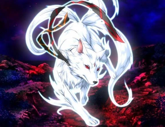 White And Red Wolf Anime