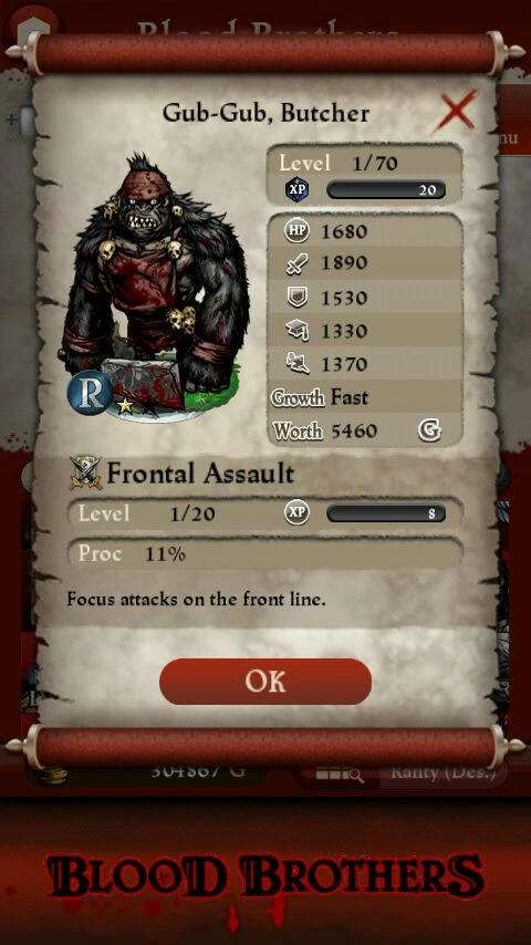 Familiars/Rare/Gub-Gub, Butcher | Blood Brothers Wiki | Fandom