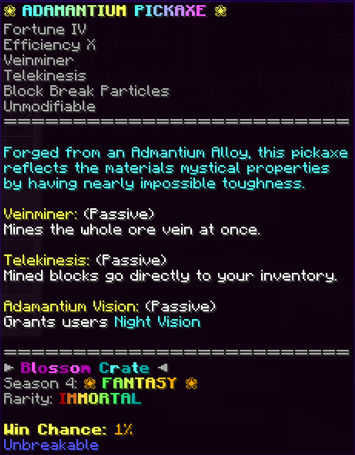 Adamantium Pickaxe Blossomcraft Wiki Fandom