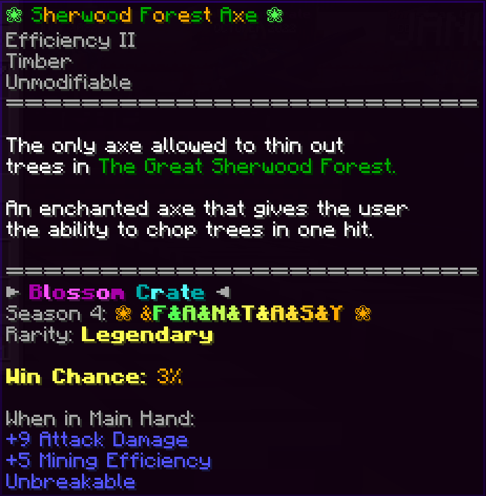 Sherwood Forest Axe | BlossomCraft Wiki | Fandom
