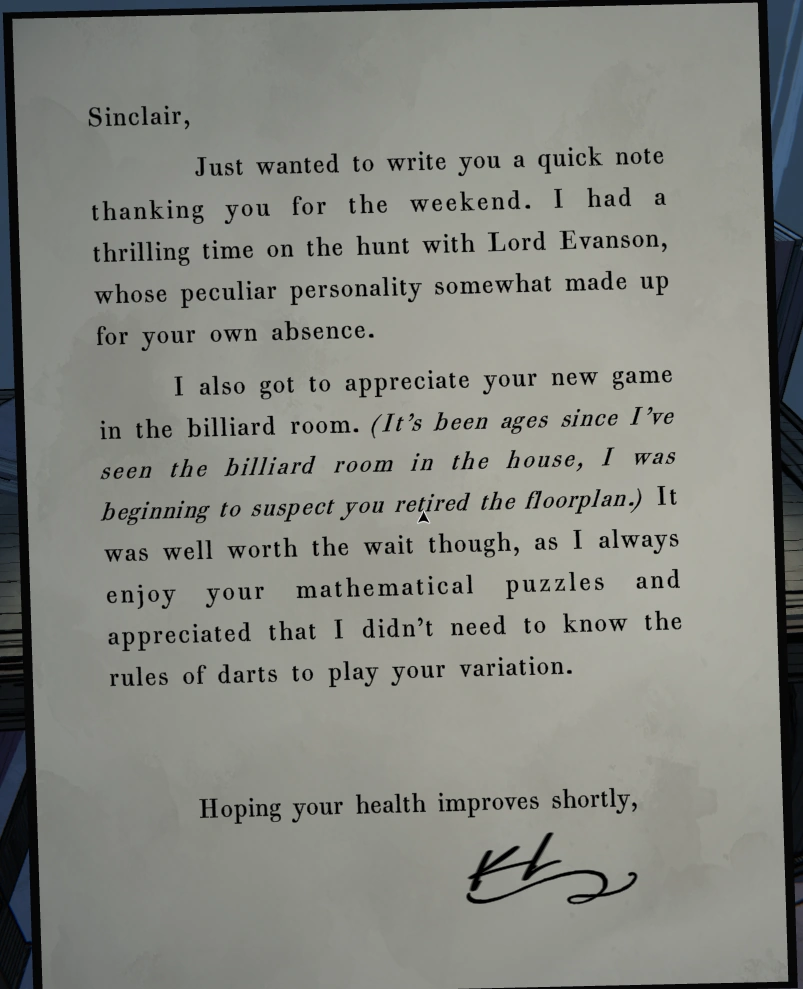 Guest Bedroom Letter | Blue Prince Wiki | Fandom