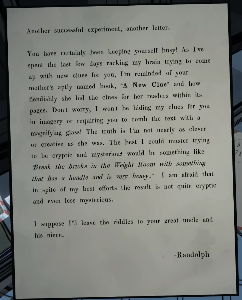 Randolph's Letter 12 | Blue Prince Wiki | Fandom