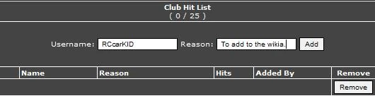 Hitlist | Bluebob88 Racing Wiki | Fandom