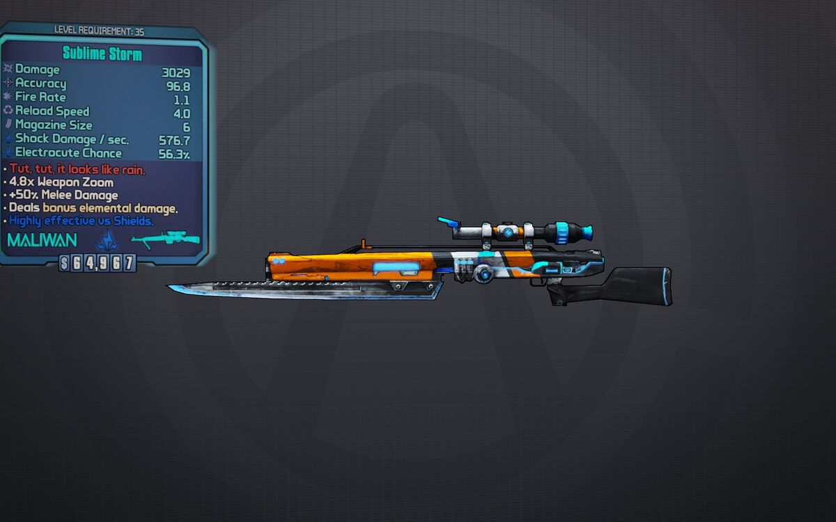 Storm Sniper Riflevariant Chart Borderlands Wiki Fandom