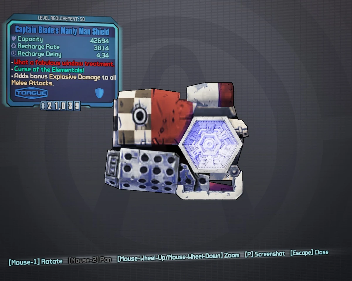 Captain Blade's Manly Man Shield | Borderlands Wiki | Fandom