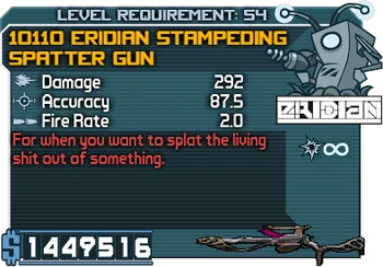 Eridian Stampeding Spatter Gun | Borderlands Wiki | Fandom