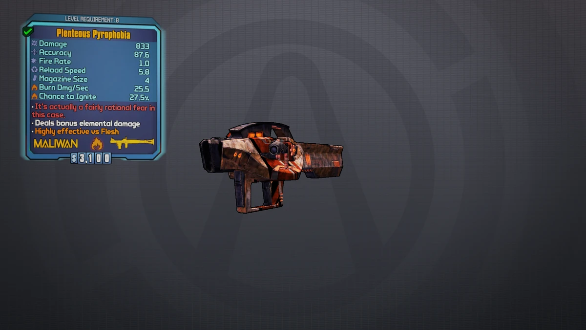 Pyrophobia/Variant Chart | Borderlands Wiki | Fandom