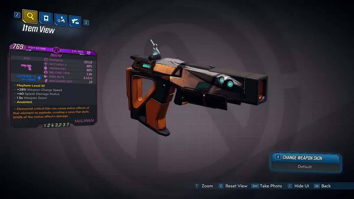 Blaster (pistol) | Borderlands Wiki | Fandom