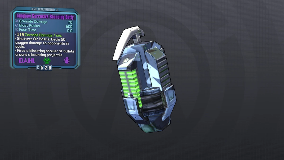 Bouncing Betty Grenade/Variant Chart | Borderlands Wiki | Fandom